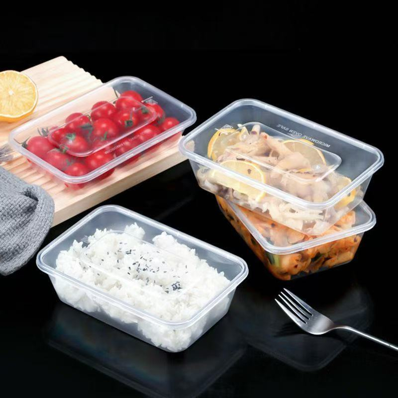 100PCS Plastic Transparent Lunch Box Stackable Microwave Safe Fast Food ...