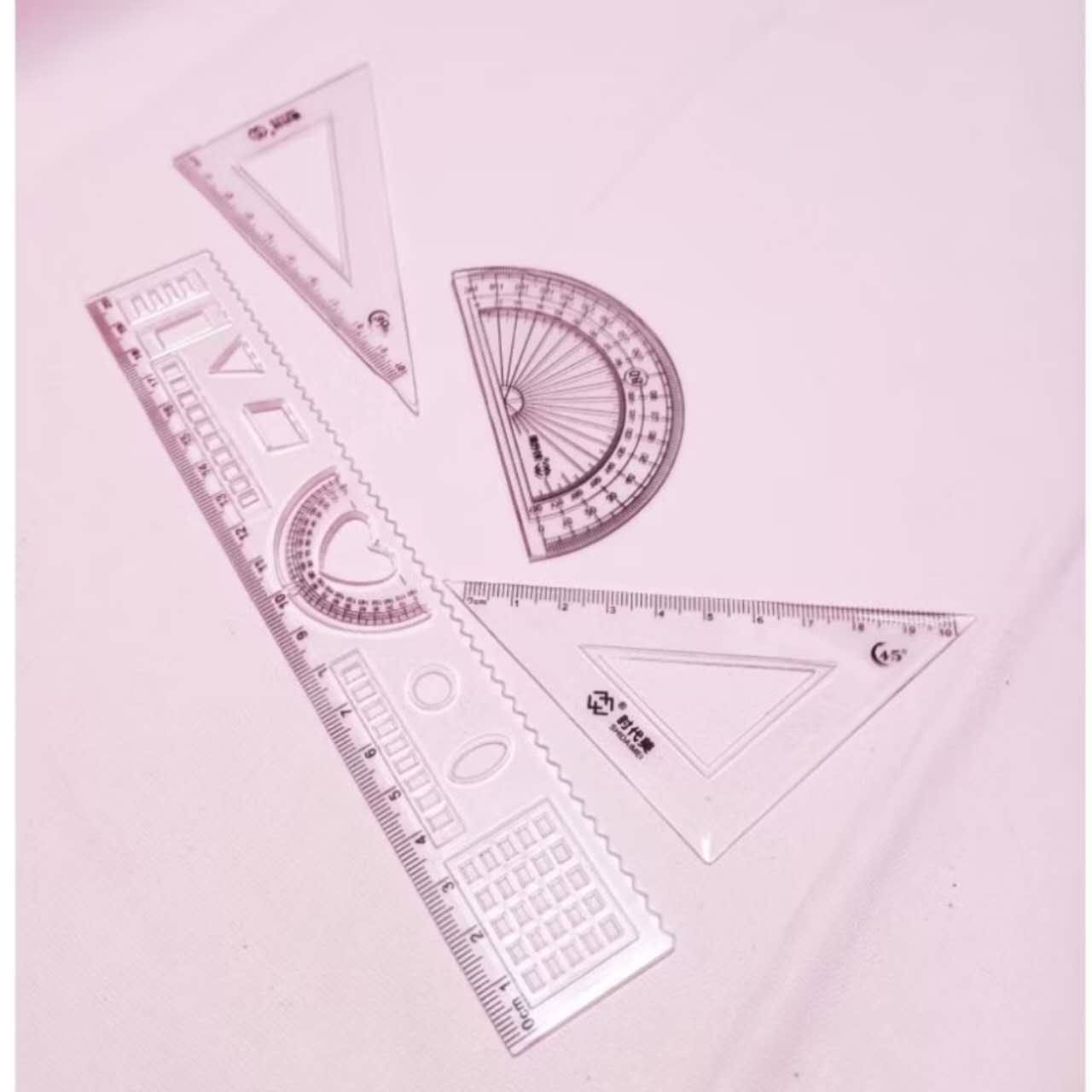 4pcs/Set Design Tracing 20cm Transparent Plastic Ruler Set Ruler Combo ...