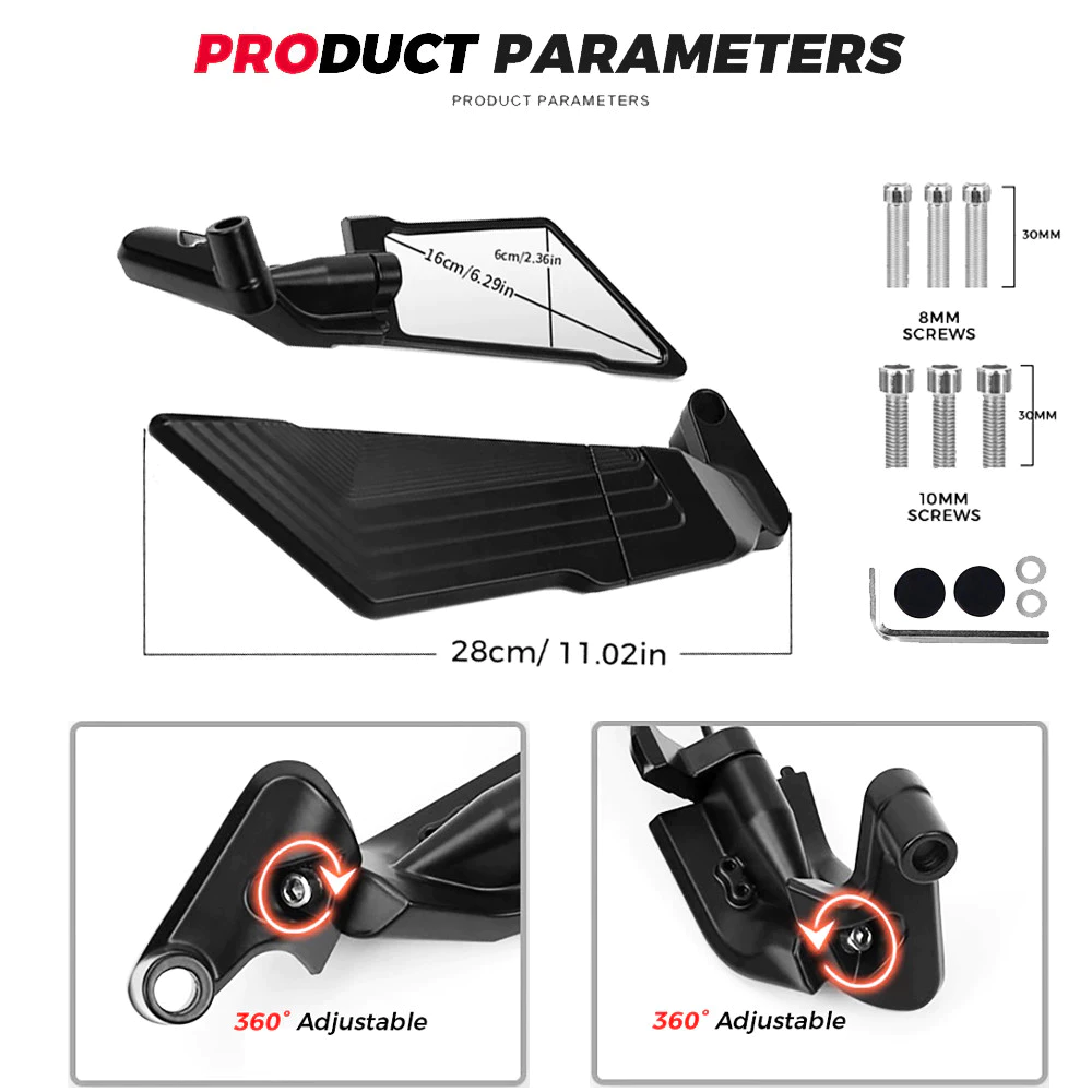 Bimota Motorcycle Side Mirror Alloy Adjustable 2 Pcs Winglet Rearview ...
