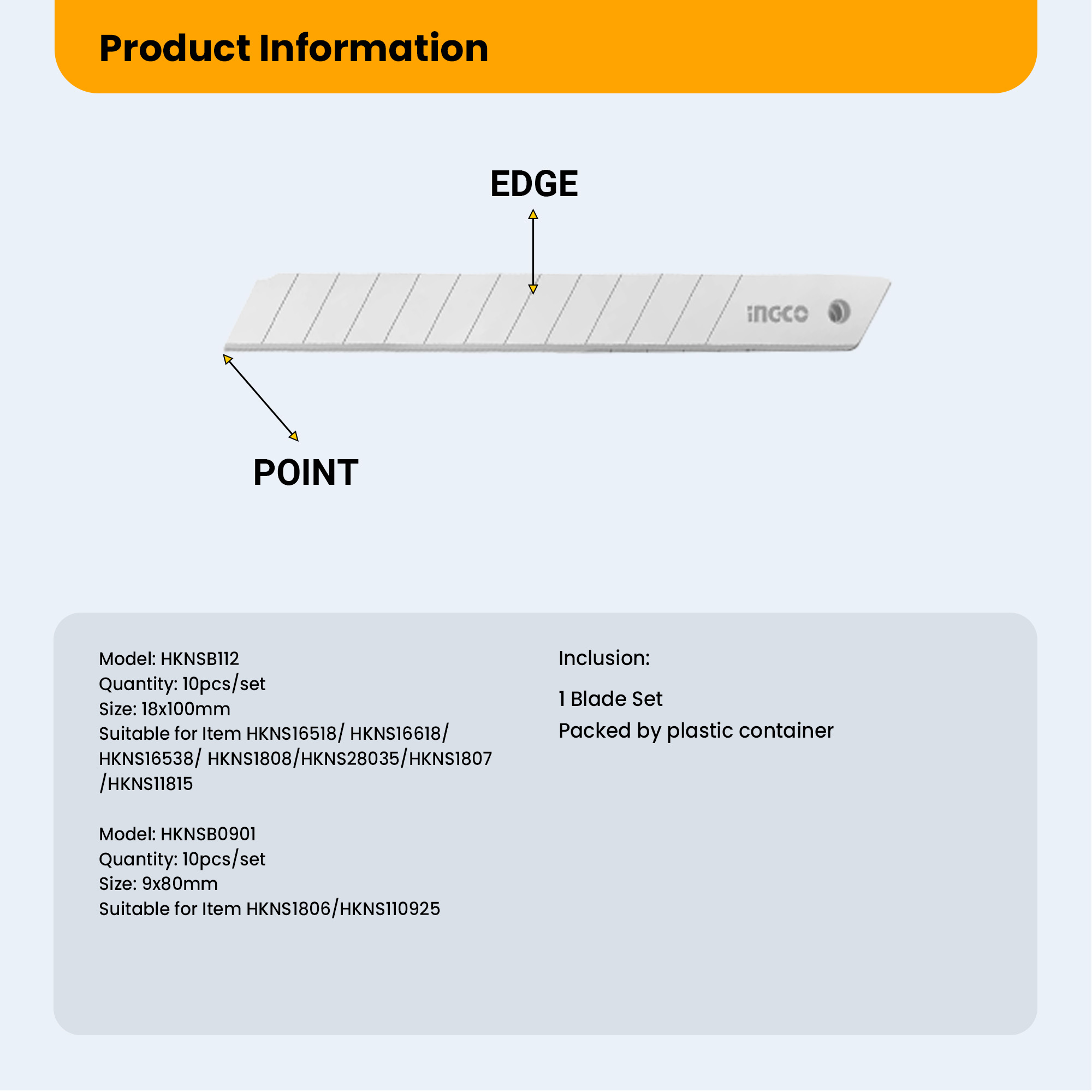 Ingco 10pcs Snap-Off Cutter Blades Set Refill 18mm/9mm Utility ...