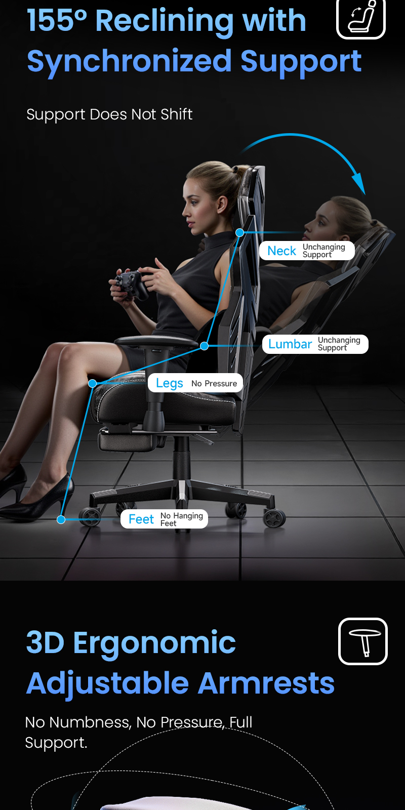 Xpanse Heavy Duty Gaming Chair Computer Chair Office Chair Reclining ...