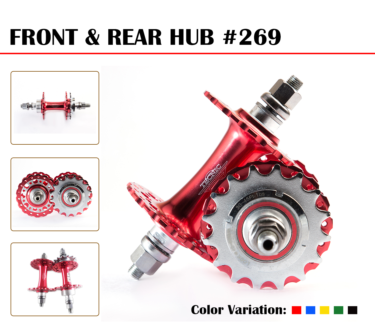Tecnic Front and Rear Hub #269 Alloy Fixie Hub with 16T Sprocket 36 ...