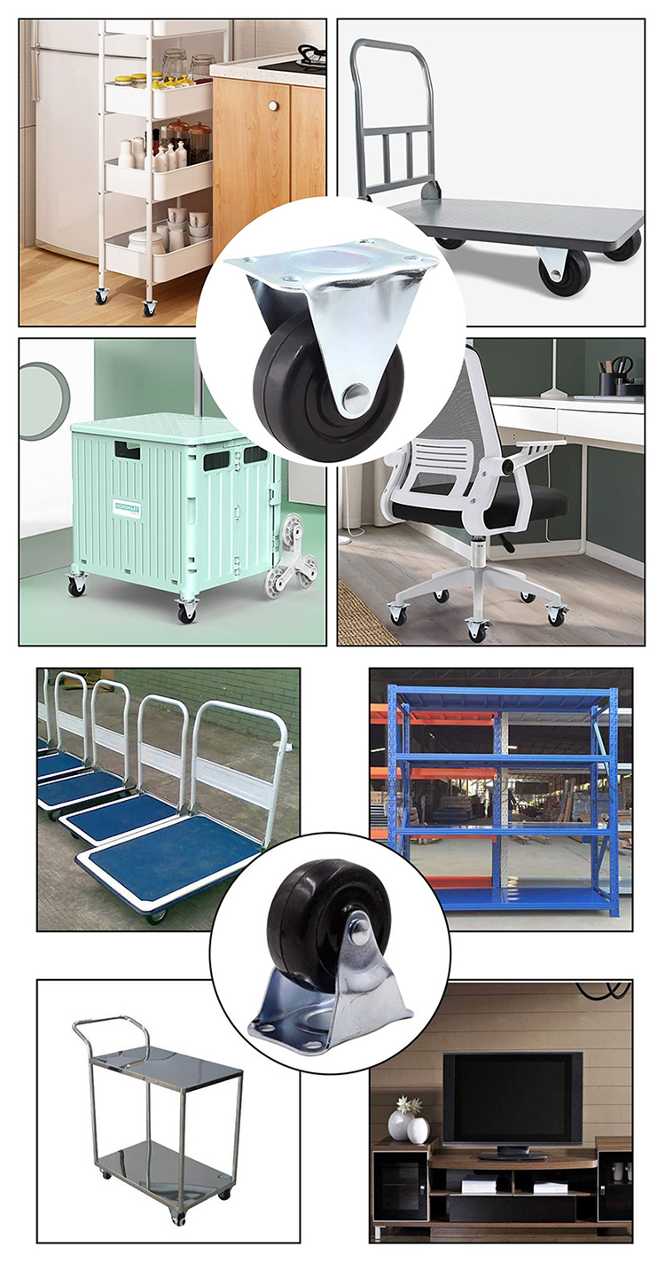 (Fast&COD )Black Rubber Caster Wheels (with lock/without lock ...