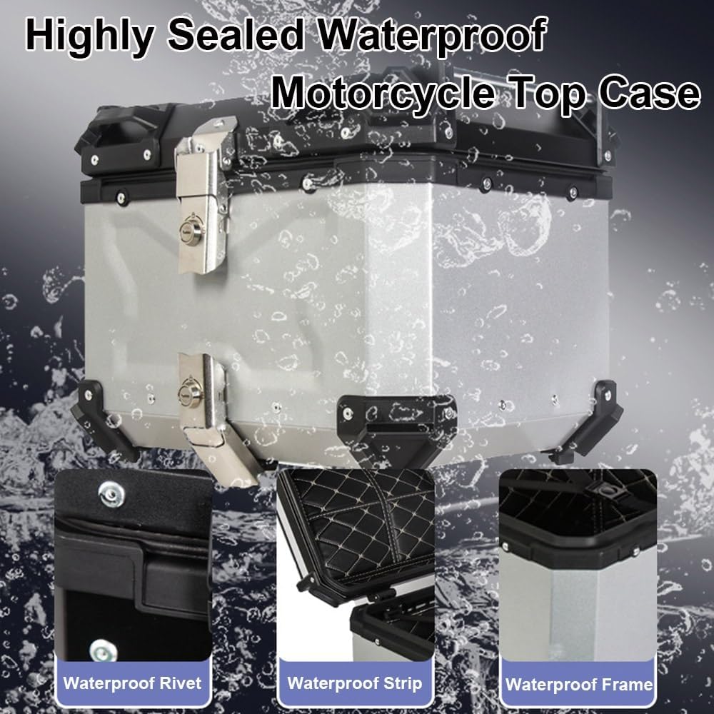 Motorcycle Aluminum Rear Box,45L 55L 65L Waterproof Motorcycle Trunk ...
