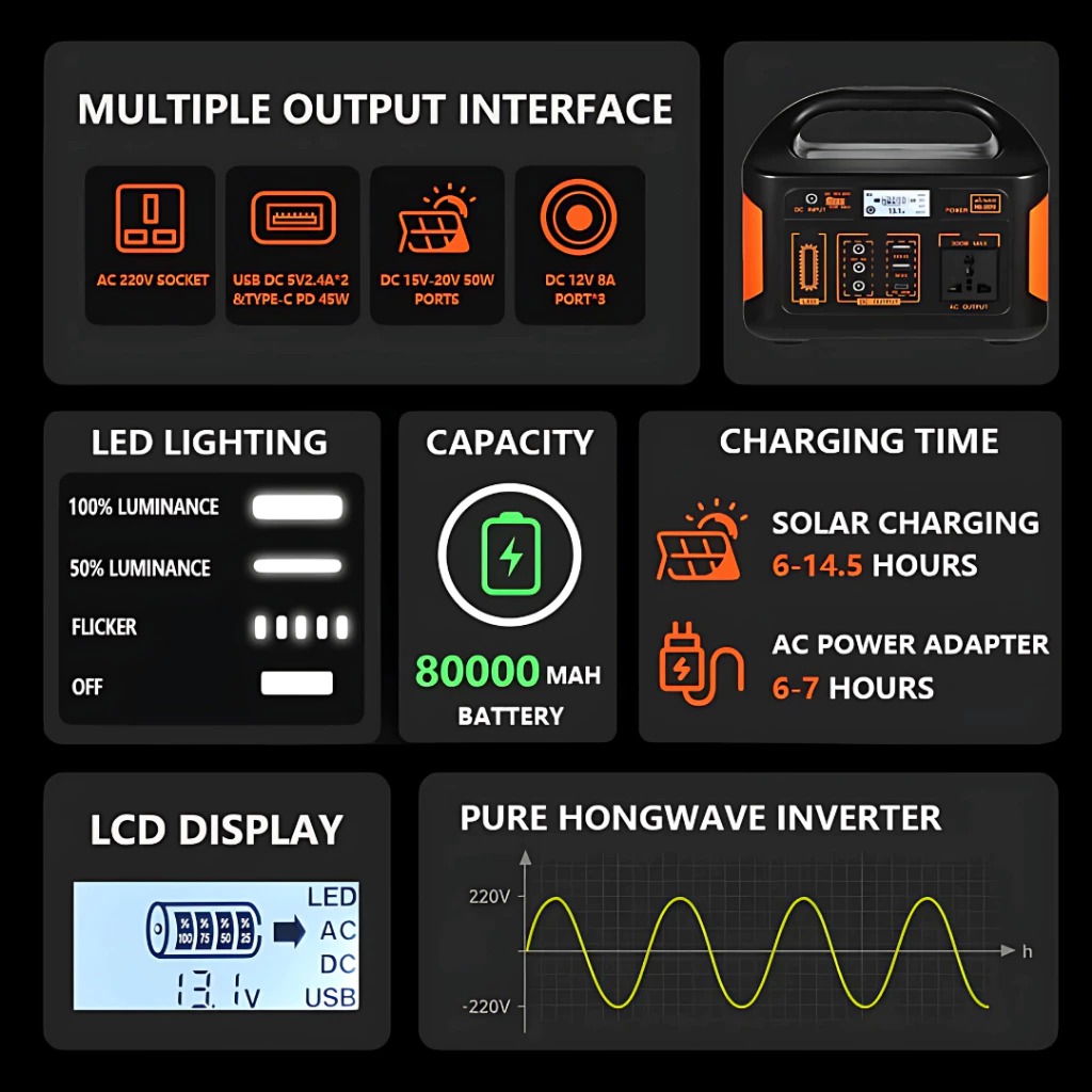 NSS 300W 80000MAH Portable Power Station with 60W Solar Panel Set for ...