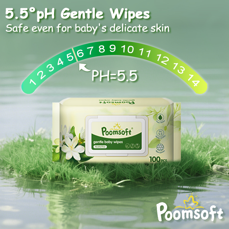 Poomsoft 5 Packs x 100 Sheet Jasmine Scented No-Alcohol Gentle Baby ...