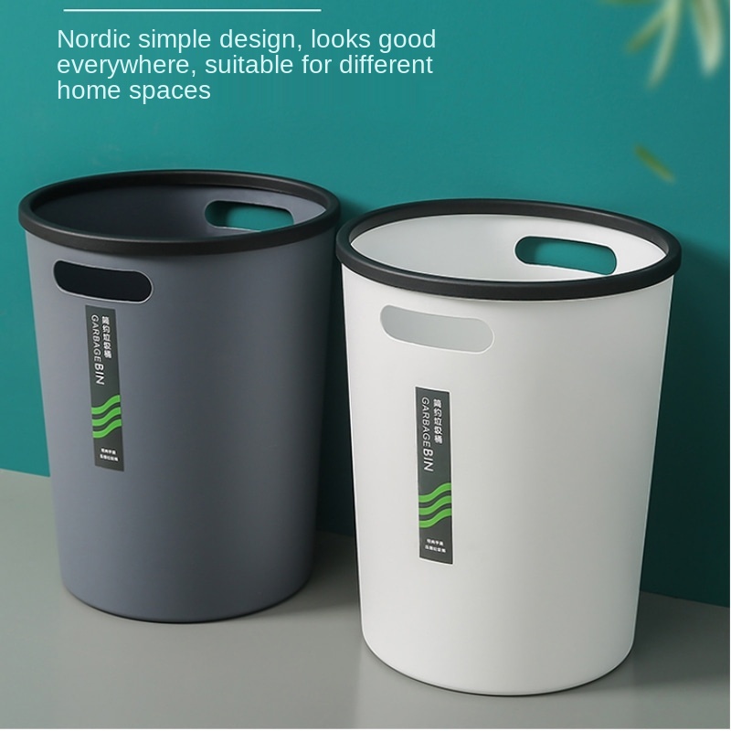 Pressing Ring Trash Can Plastic Garbage Can For Kitchen Bathroom ...