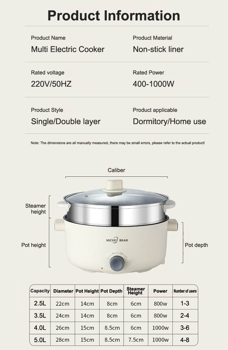 5L Electric Cooker Multifunction Cooker 28cm Rice Cooker Non-stick Hot Pot Electric Pot Electric ...