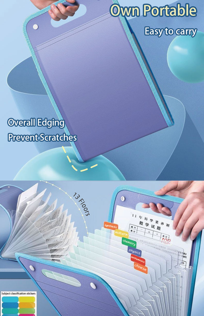 【New】13Layer Handle Folder Long File Organizer Expanding File Folder ...
