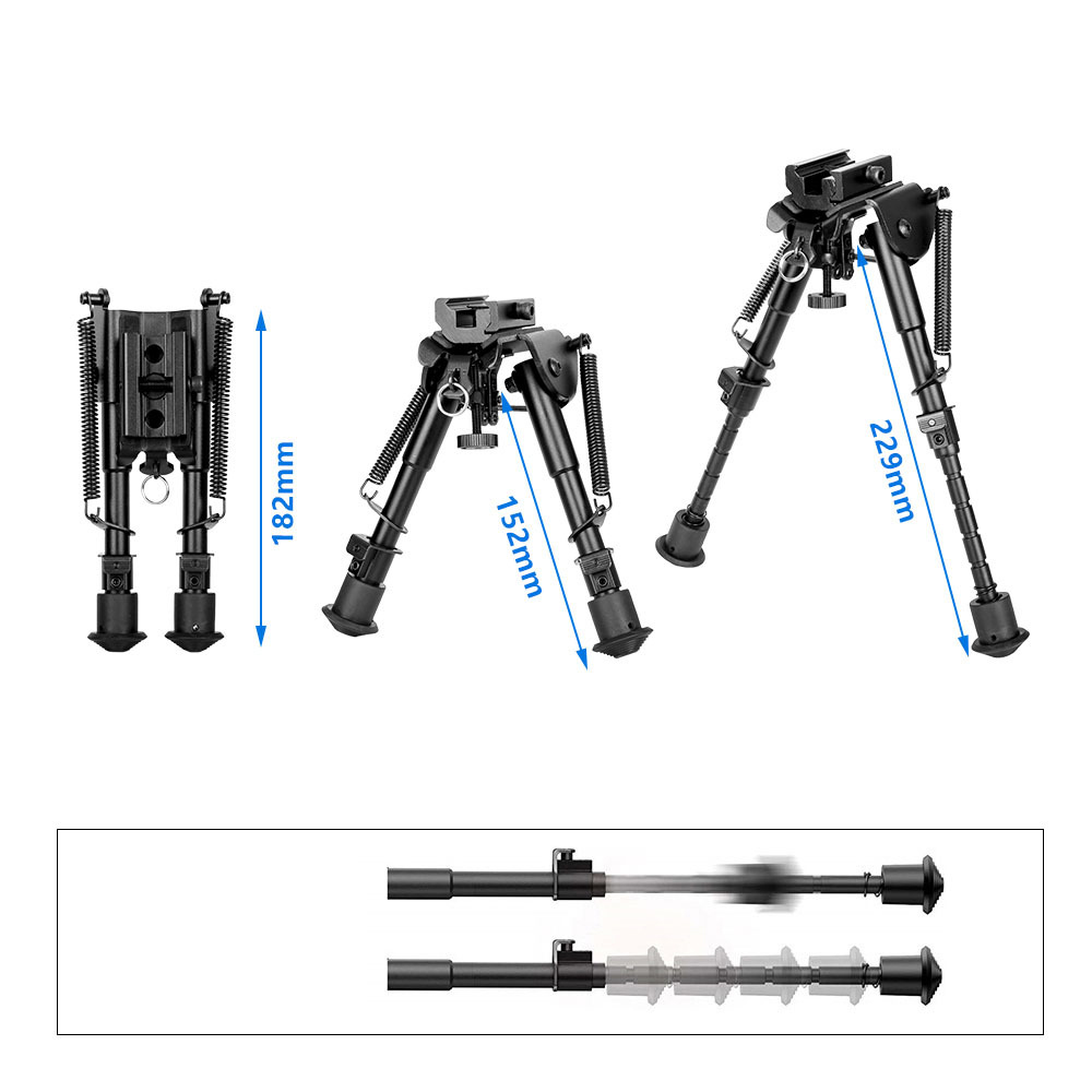 (COD) 6-9 Inch Retractable Elastic Bipod 360 Degree Rotating Adjustable ...