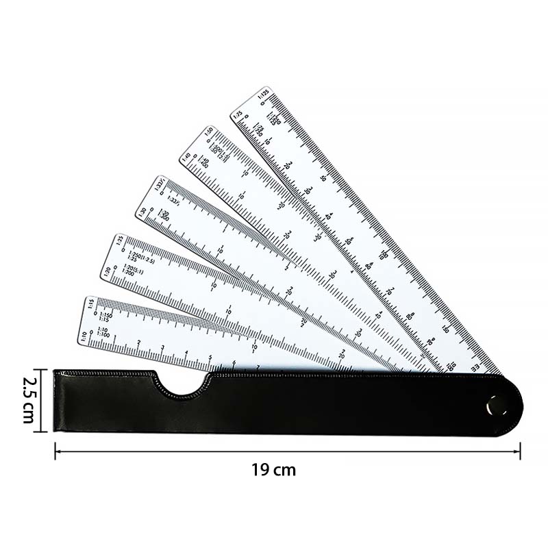 Fan Shape Scale Ruler Fan Shaped Engineer Scale Ruler Clothing Ruler ...