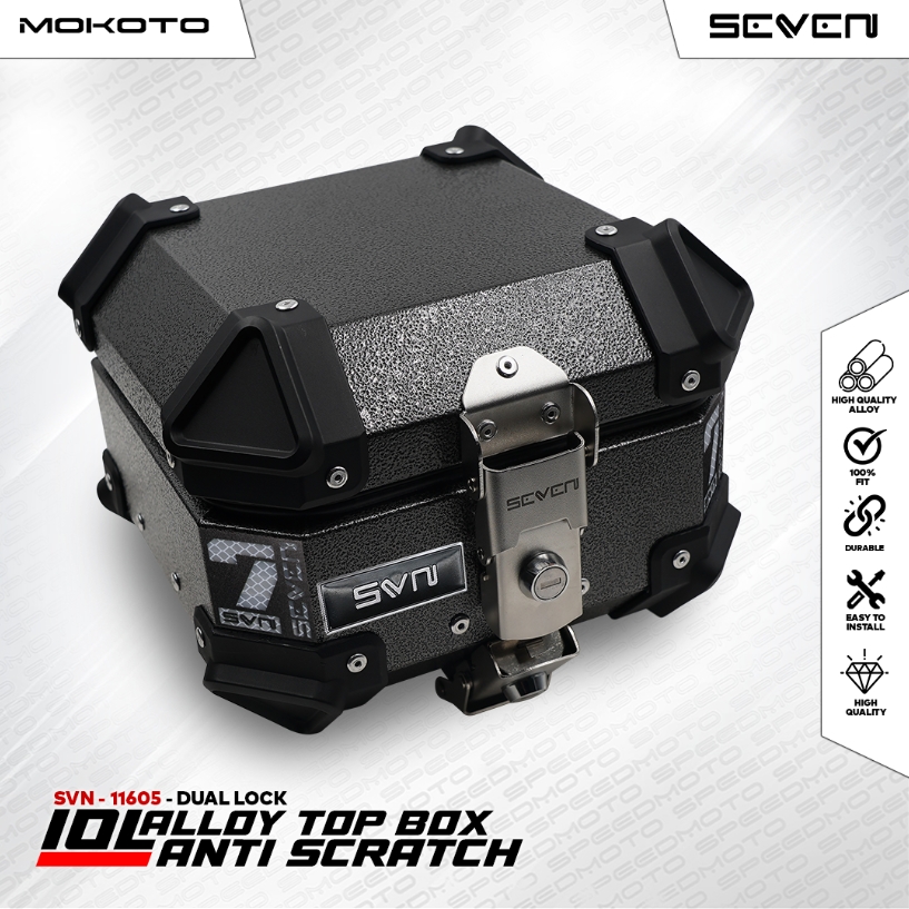 MOKOTO SEVEN SERIES 10L ALLUMINUM ALLOY TOP BOX STORAGE UNIVERSAL FOR ...