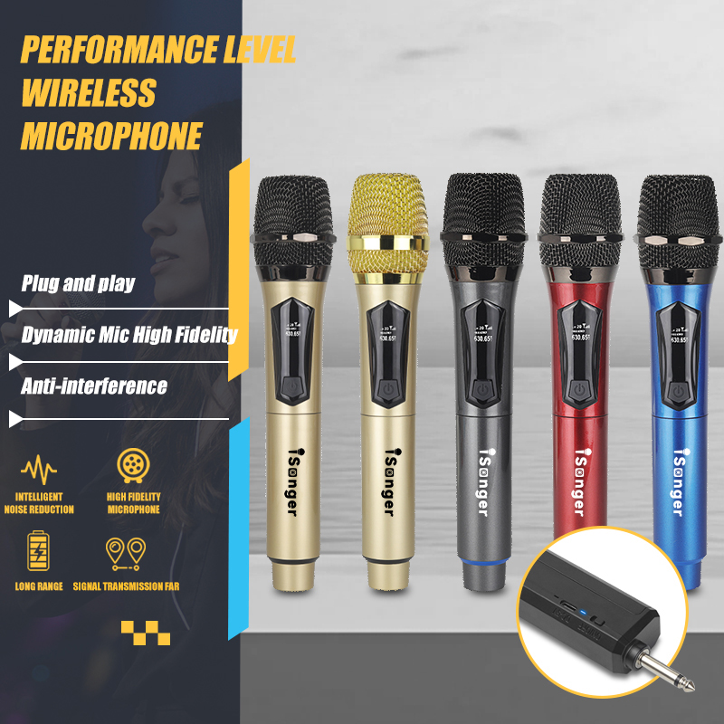 Wireless Microphone 2 Channels UHF Professional HandheldMic Micphone ...