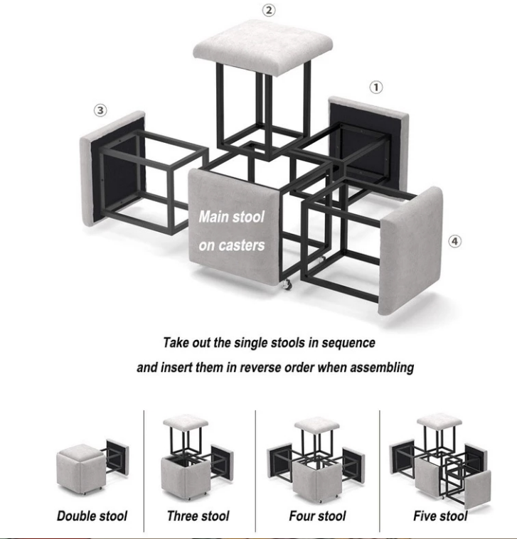 Five-in-one Rubik's Cube Stool Multifunctional Living Room Sofa Chair ...