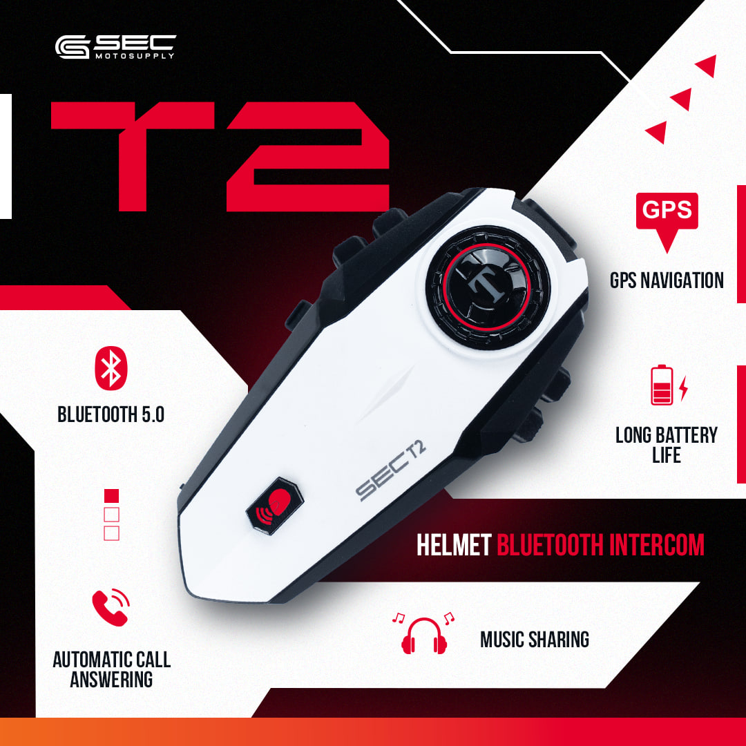 Sec Intercom for Helmet Bluetooth T2 Bluetooth Tnicer (DSEC-06336 ...