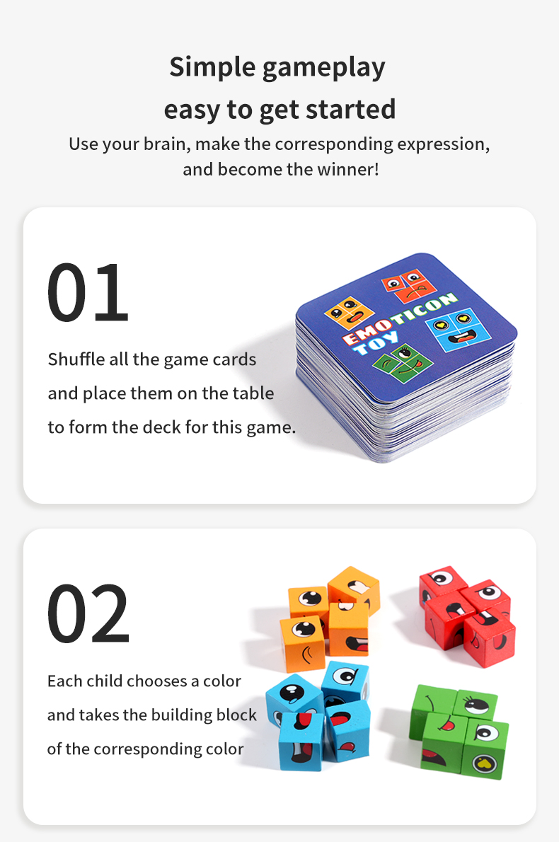 Timi 72pcs Cards Wooden Face Changing Educational Magic Cube Building ...