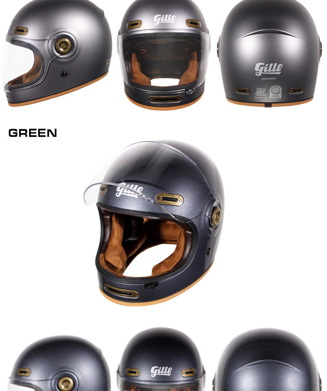 GILLE Classic HELMET 853 ATAVISTIC Full Face Motorcycle Helmet full ...