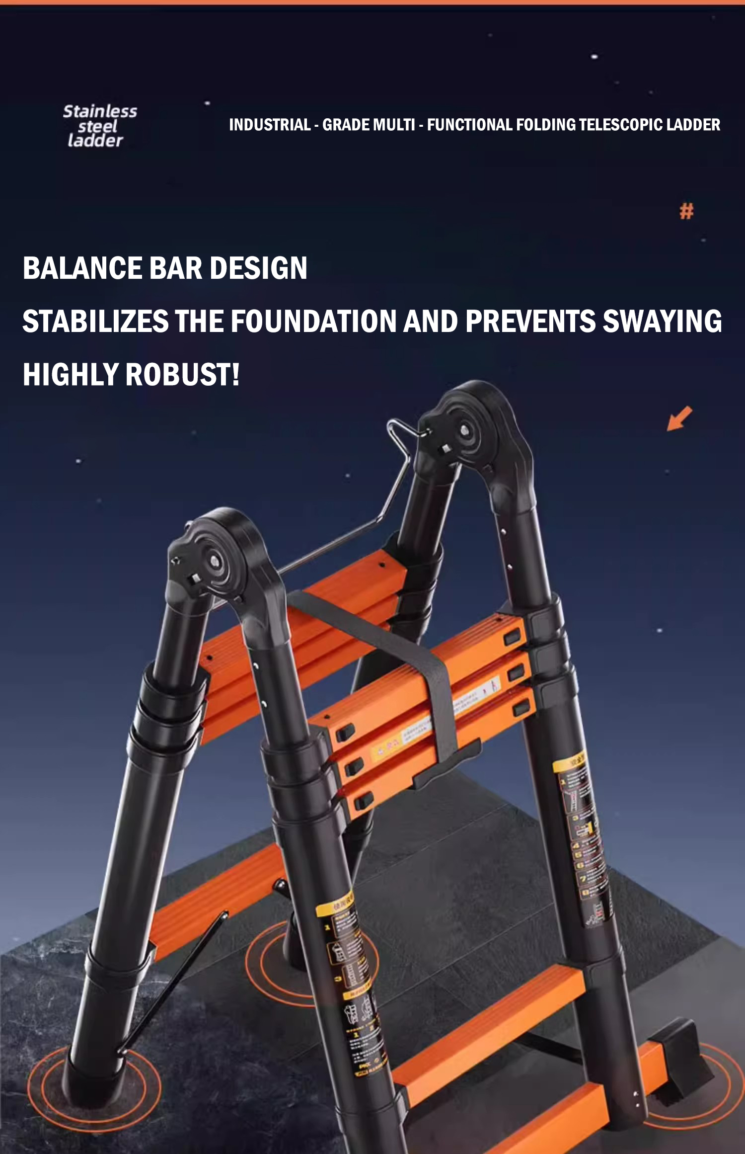 Telescopic Ladder Aluminum heavy duty steel ladder load multi-function ...