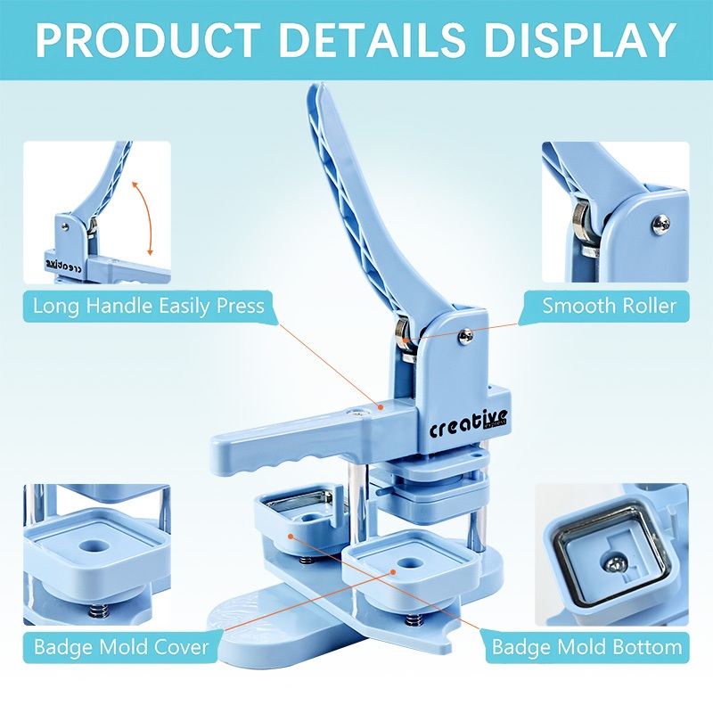Creative 50mm Pin Maker Machine Set Square Badge Machine Button Maker ...