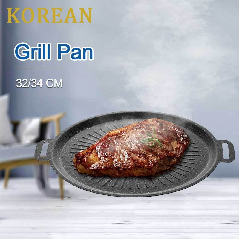 Ethan Home Korean BBQ Griddle Grill Pan Outdoor Camping Grill Pan 28/34/38CM | Shopee Philippines