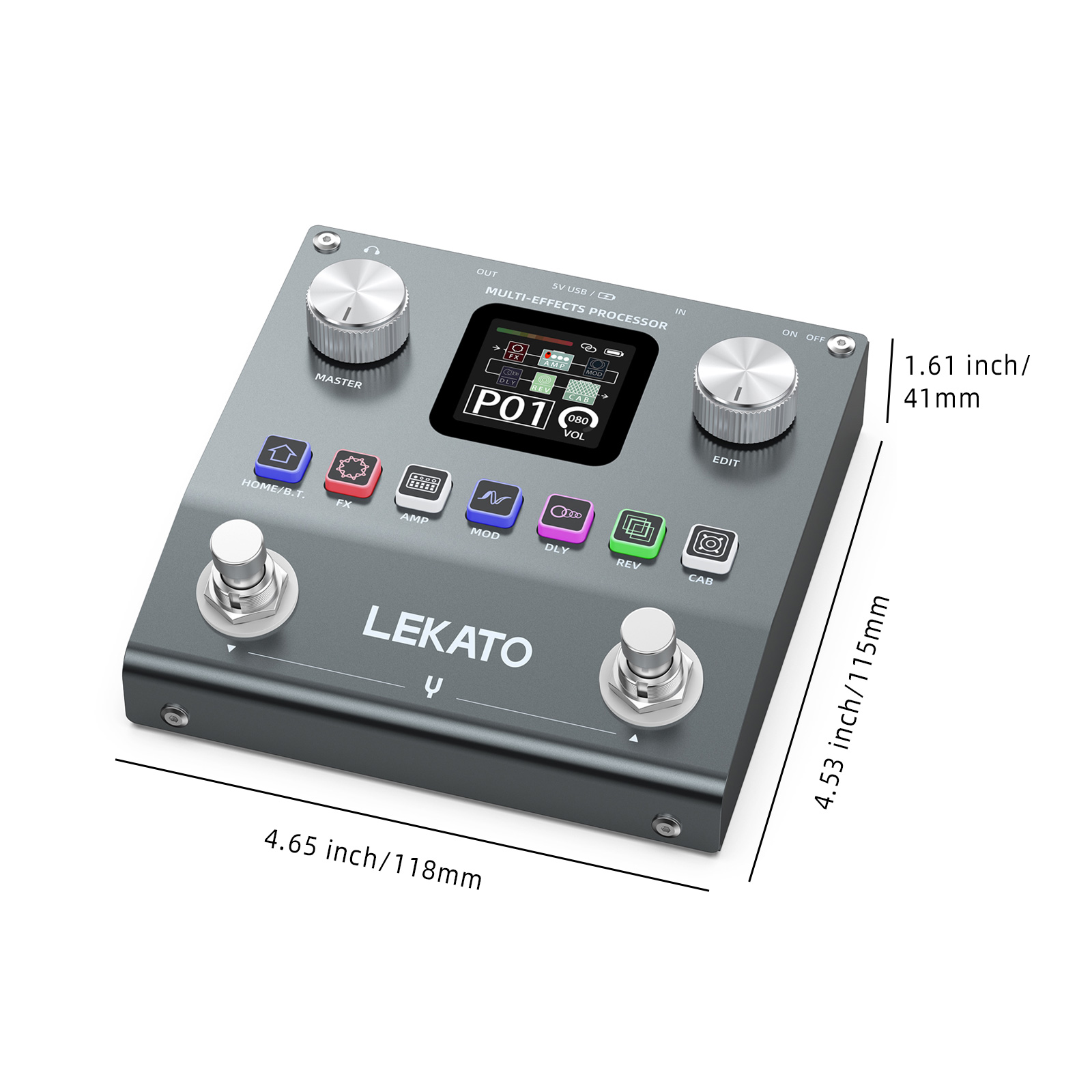 LEKATO Guitar Bass Multi Effects Pedal Processor with 6 Effects Modules ...