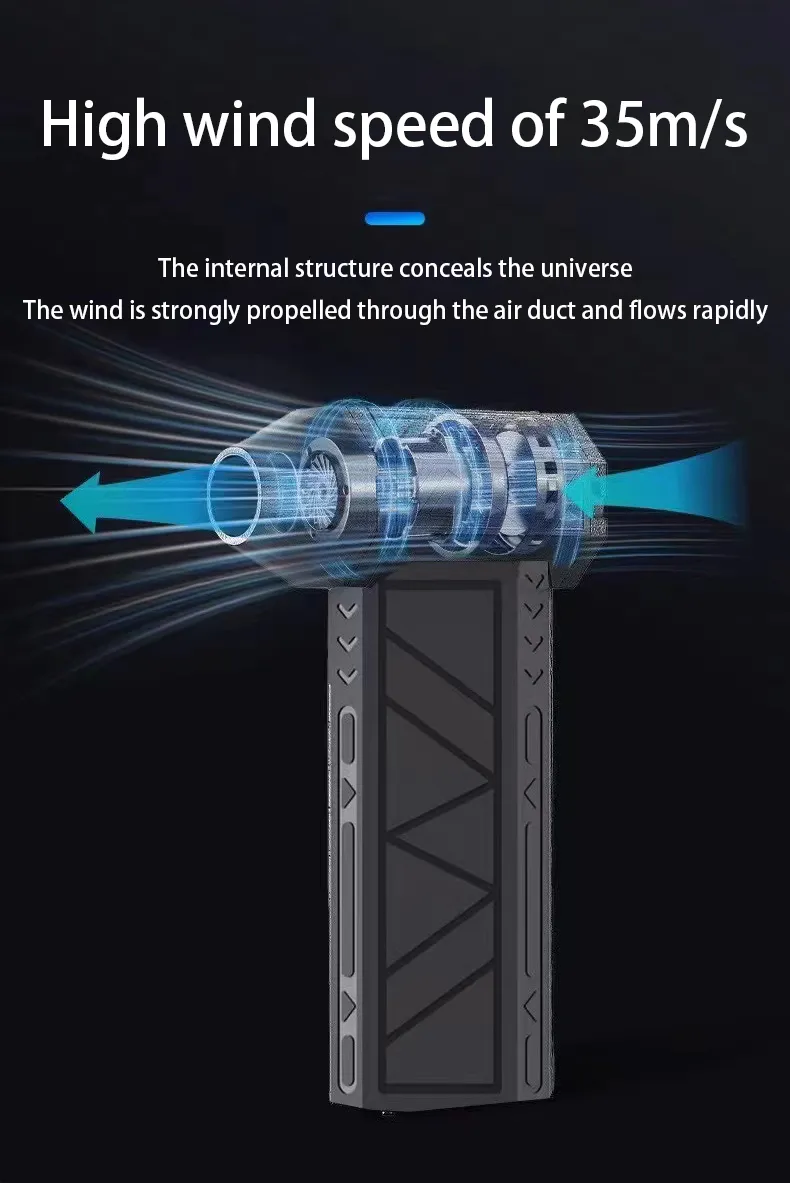 35m/s High-Speed Jet Fan with Flashlight – Brushless Motor Turbofan for ...