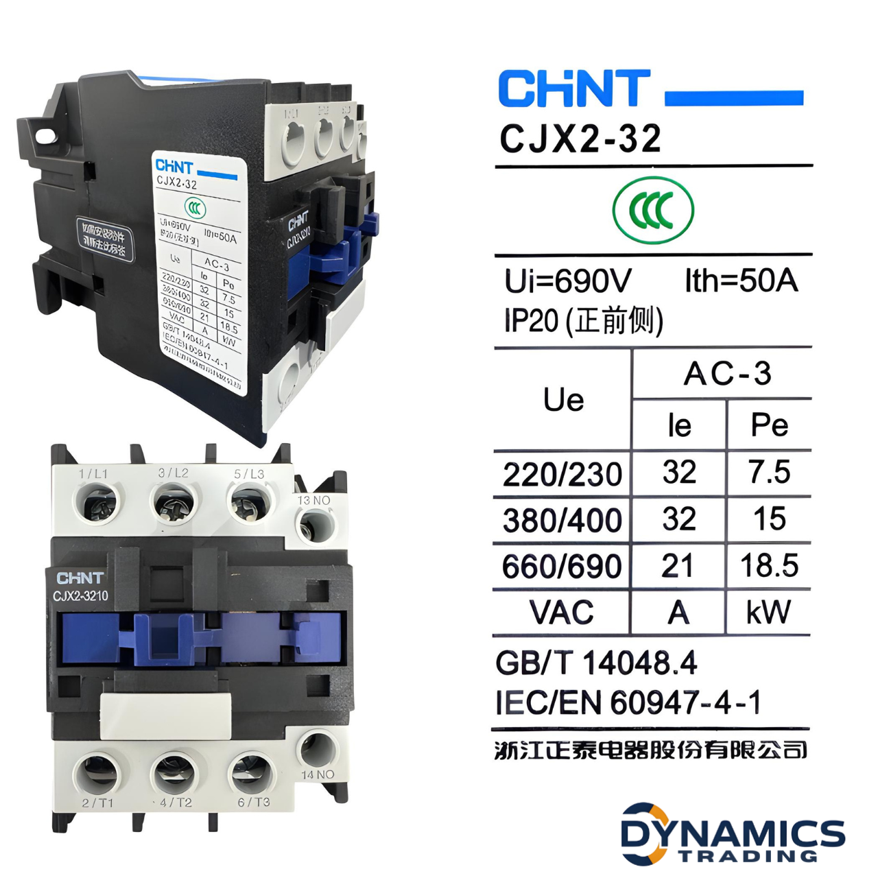 CHINT CJX2 Magnetic Contactor –AC Contactor 220V 50Hz | 690V | 12A 18A ...
