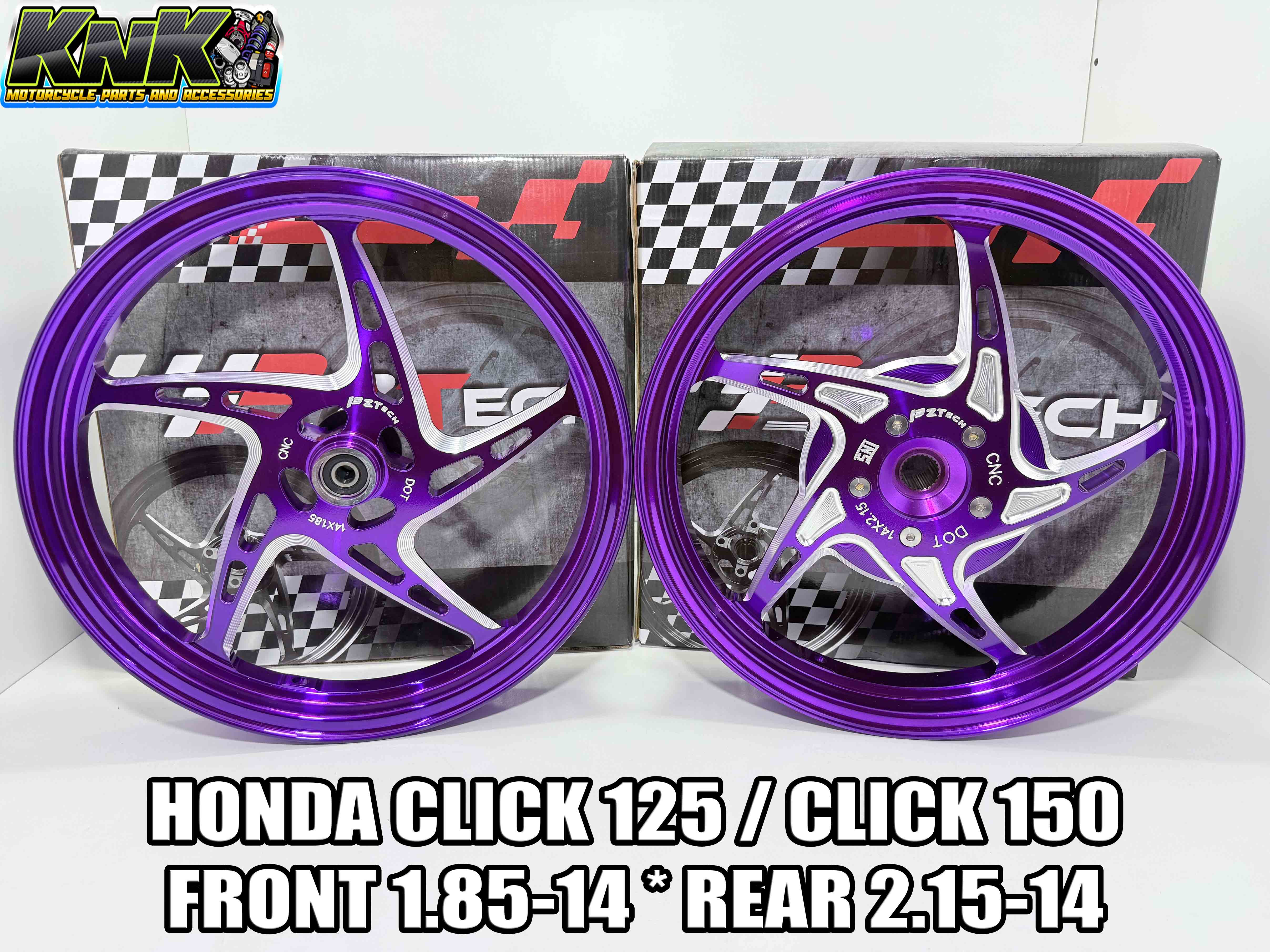 PZ TECH CNC MAGS WHIRLPOOL 14s 5 SPOKES FOR HONDA CLICK 125 CLICK 150 CLICK 160 100% THAILAND ...