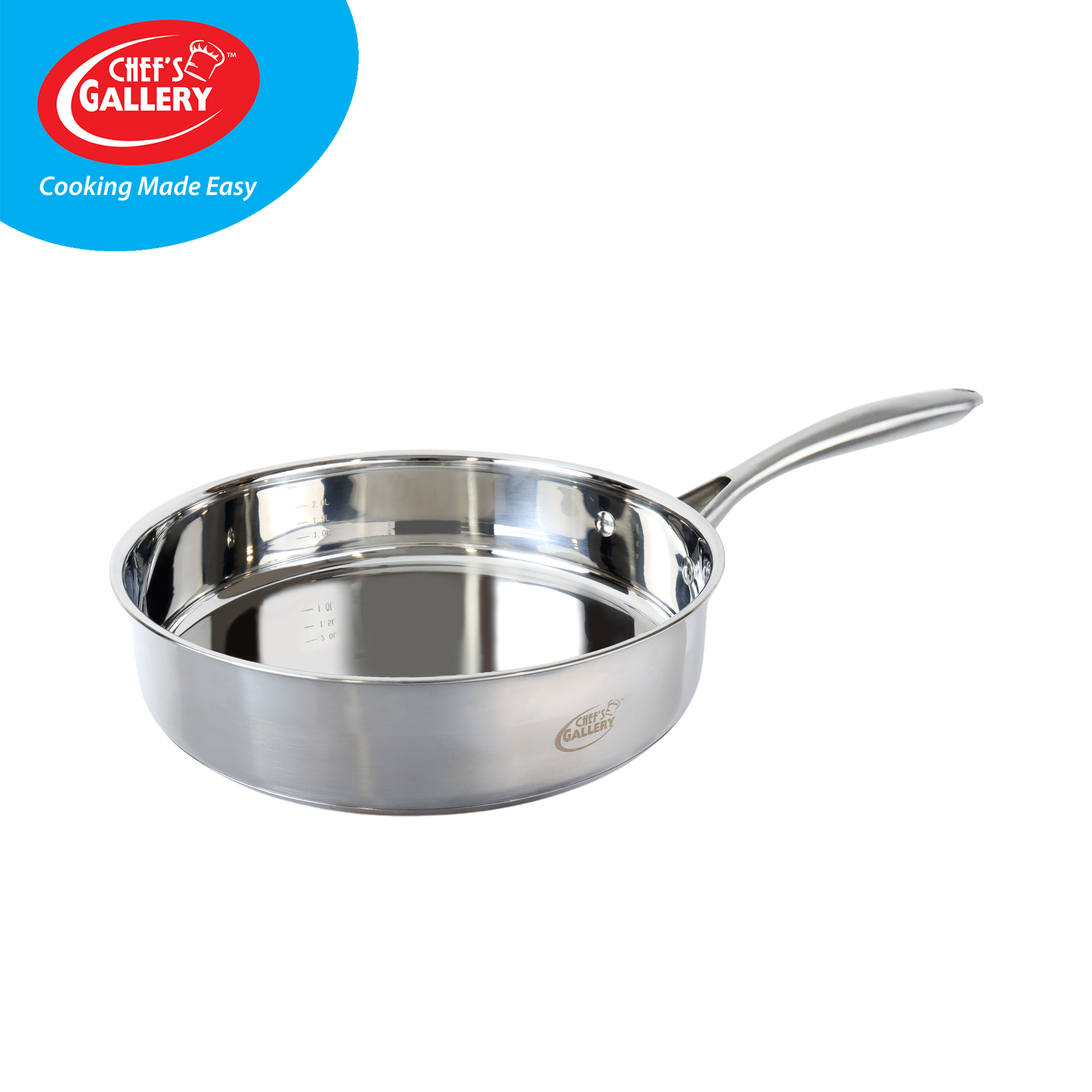 Chef's Gallery Stainless Steel Frying Pan 20cm/24cm/26cm/28cm Induction ...