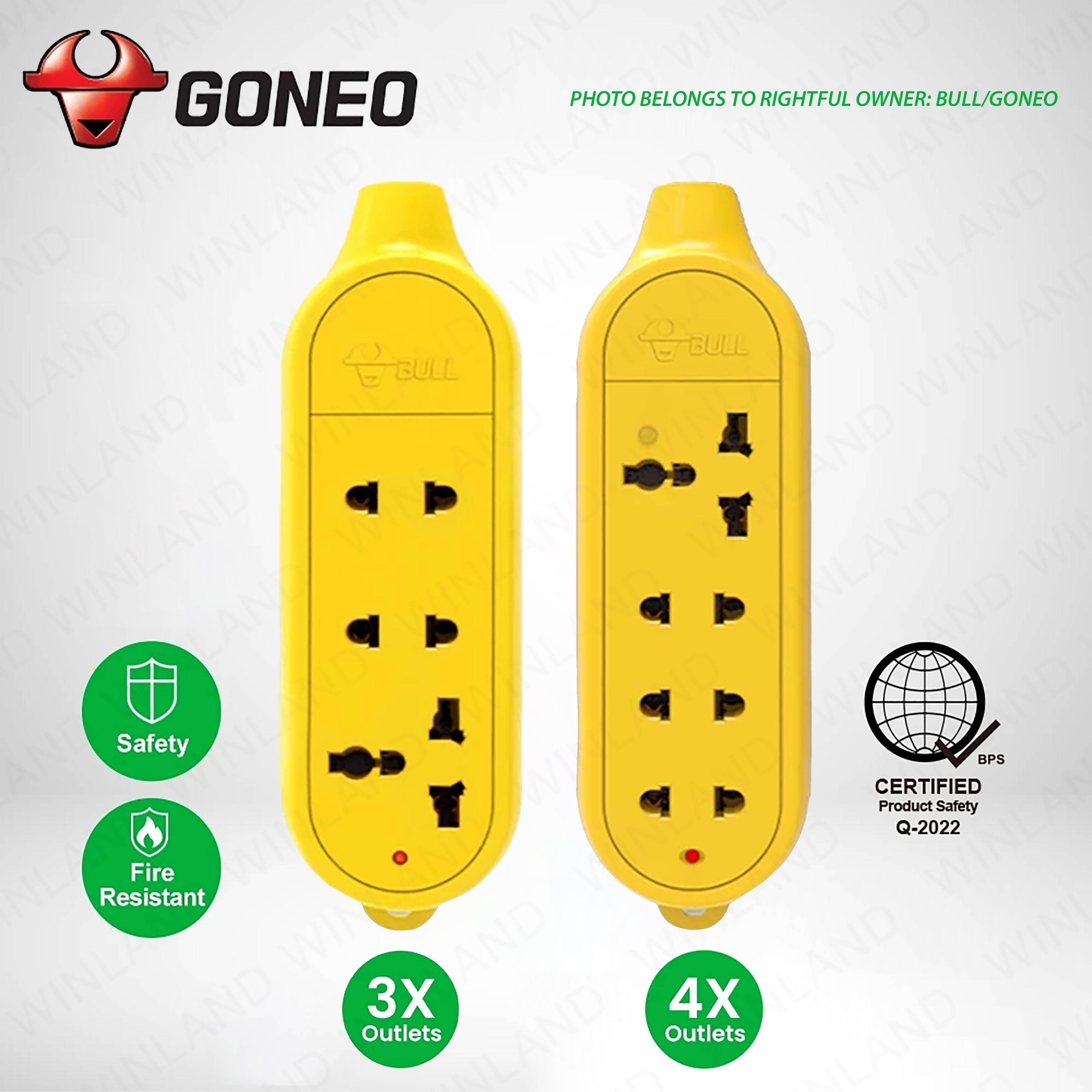 Bull/Goneo by Winland Unbreakable Series Rewireable Extension Socket 3 ...
