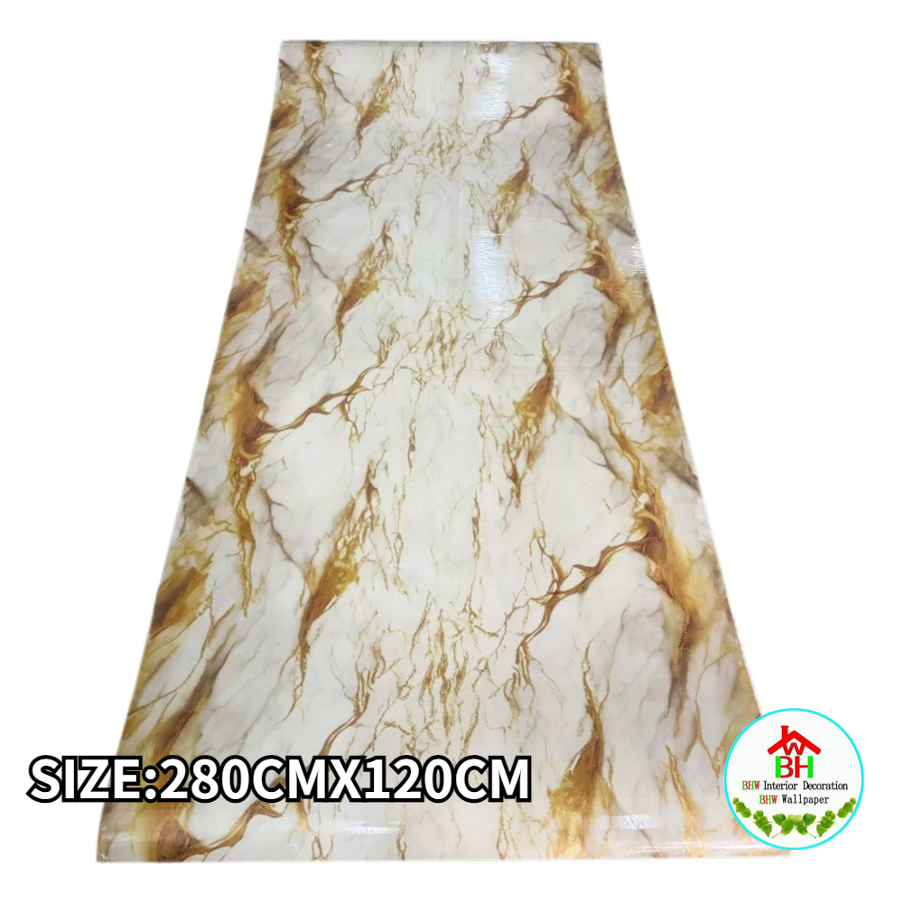 BHW Big Size 280CM * 120CM Gold-Finished Ink Faux Marble Self-Adhesive ...