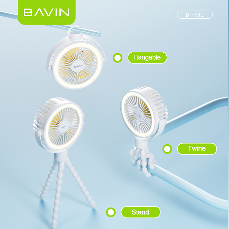 BAVIN BF012 Flexible Clip-On Fan – 360° Rotating LED Mini Fan for ...