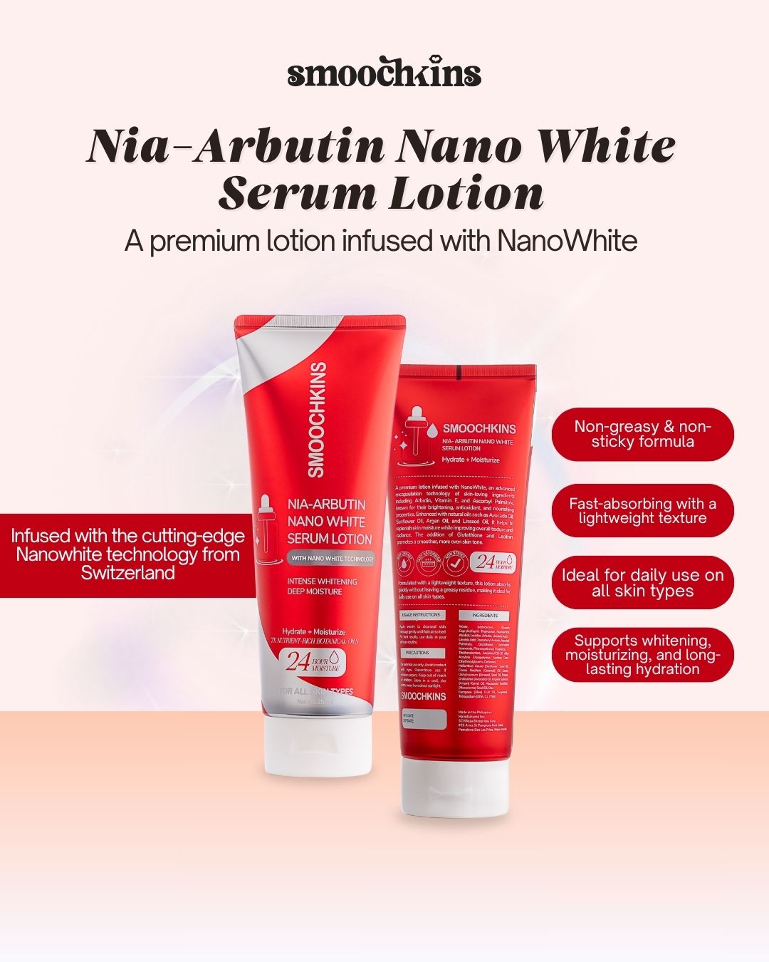 Smoochkins Niacinamide Arbutin NanoWhite Serum Lotion for Whitening ...