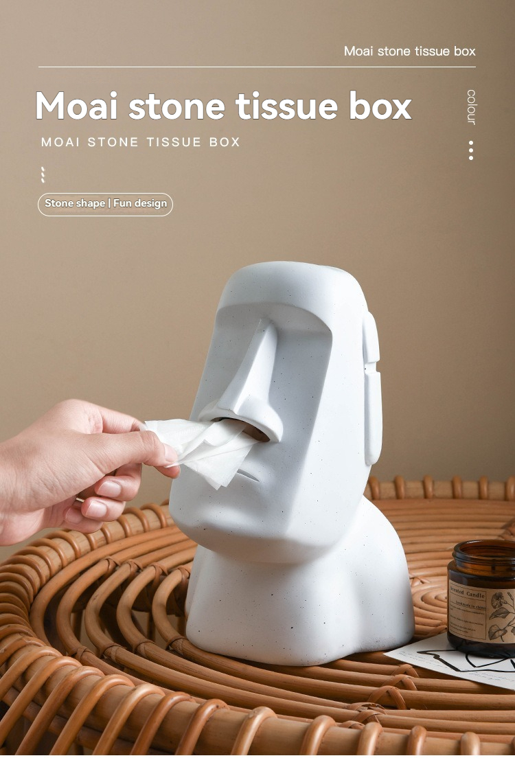 Moai statue island figure stone tissue box for storing napkins and ...