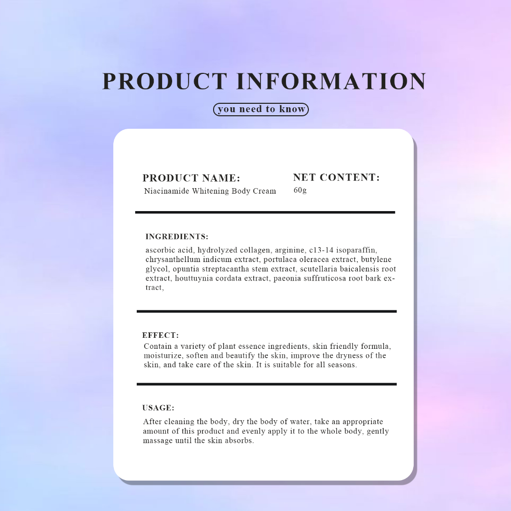 SUKEE Niacinamide Whitening Body Lotion Cream Remove Melanin ...