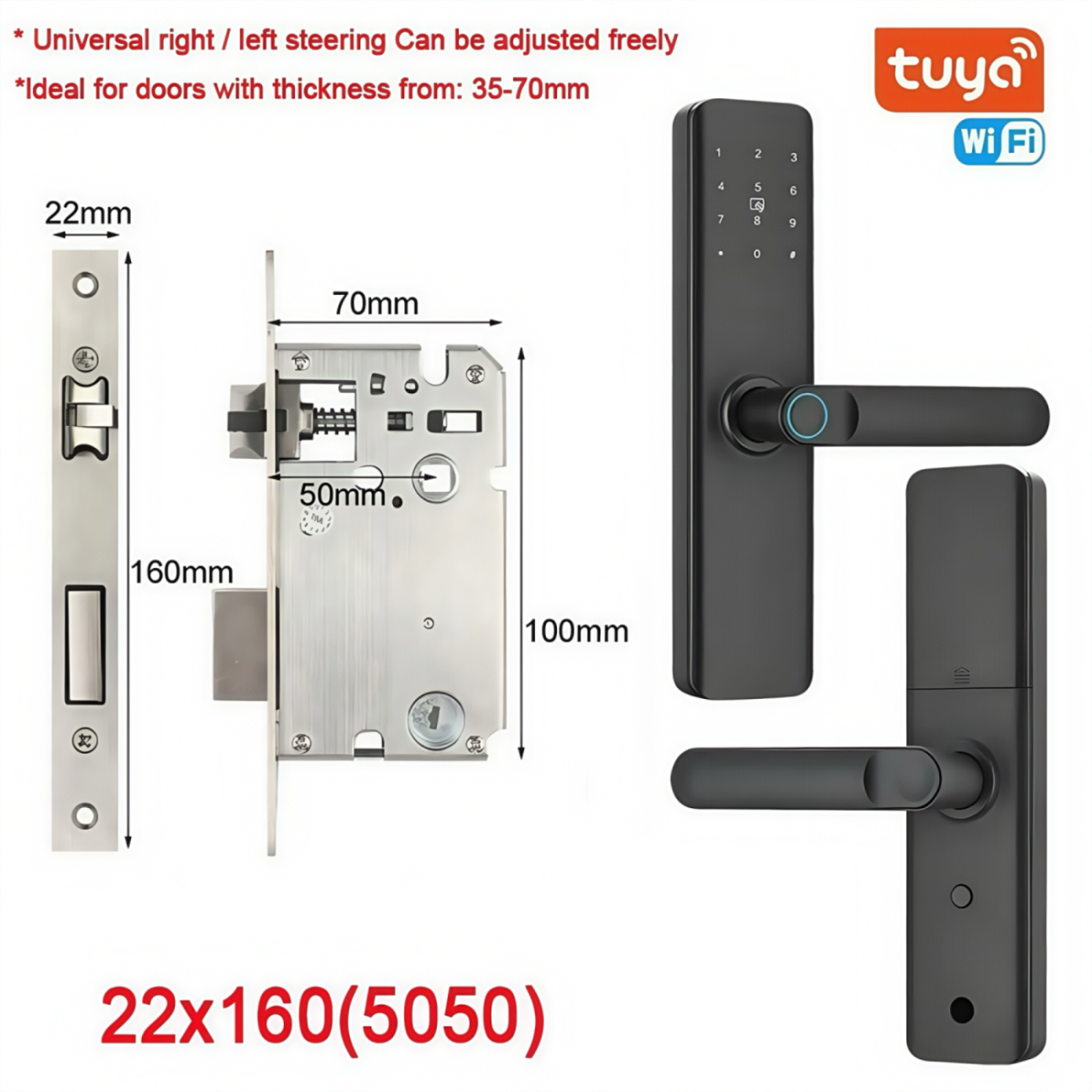 Smart Lock 6 in 1 Biometric Lock Anti-theft Fingerprint/Password/Key ...