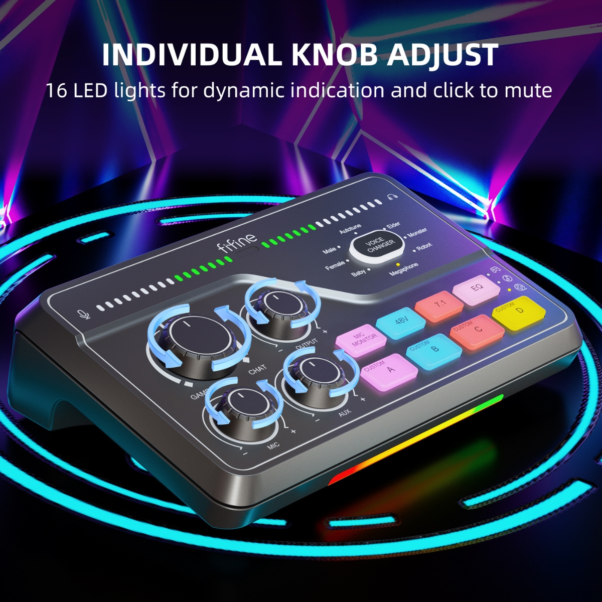 Fifine SC8 RGB Gaming Mixer PC Recording Studio Audio Sound Card Live Streaming Mixer | Shopee ...