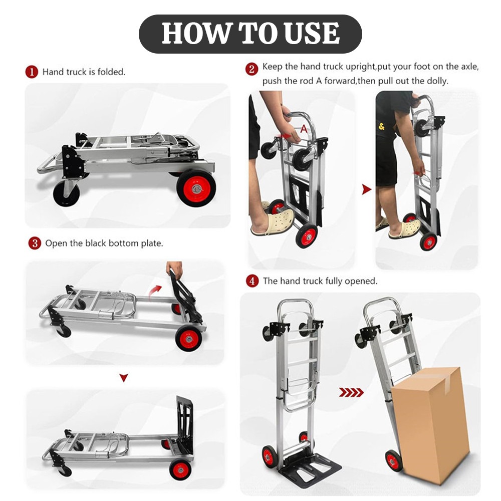 Heavy Duty Folding Hand Truck Trolley Angkat Barang Portable Steel ...