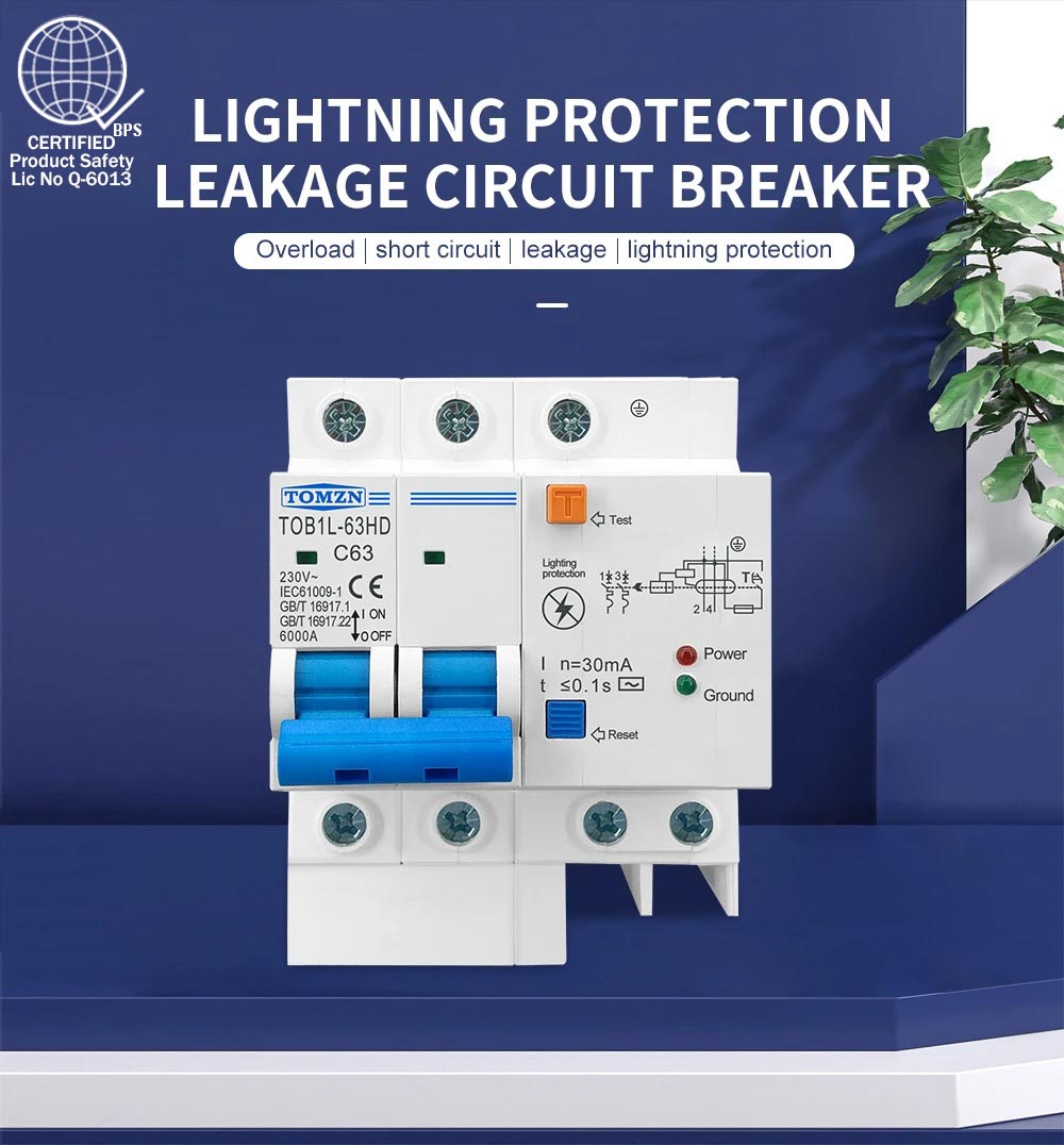 TOMZN Residual Current Circuit Breaker Main switch with surge protector ...