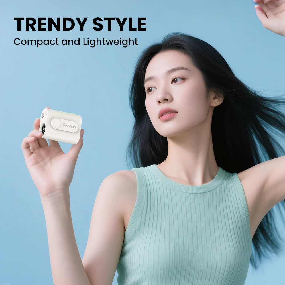 Orashare WF03 3000mAh Rechargeable Waist Fan 5-Speed Strong Wind Portable LED Light Hands-Free ...