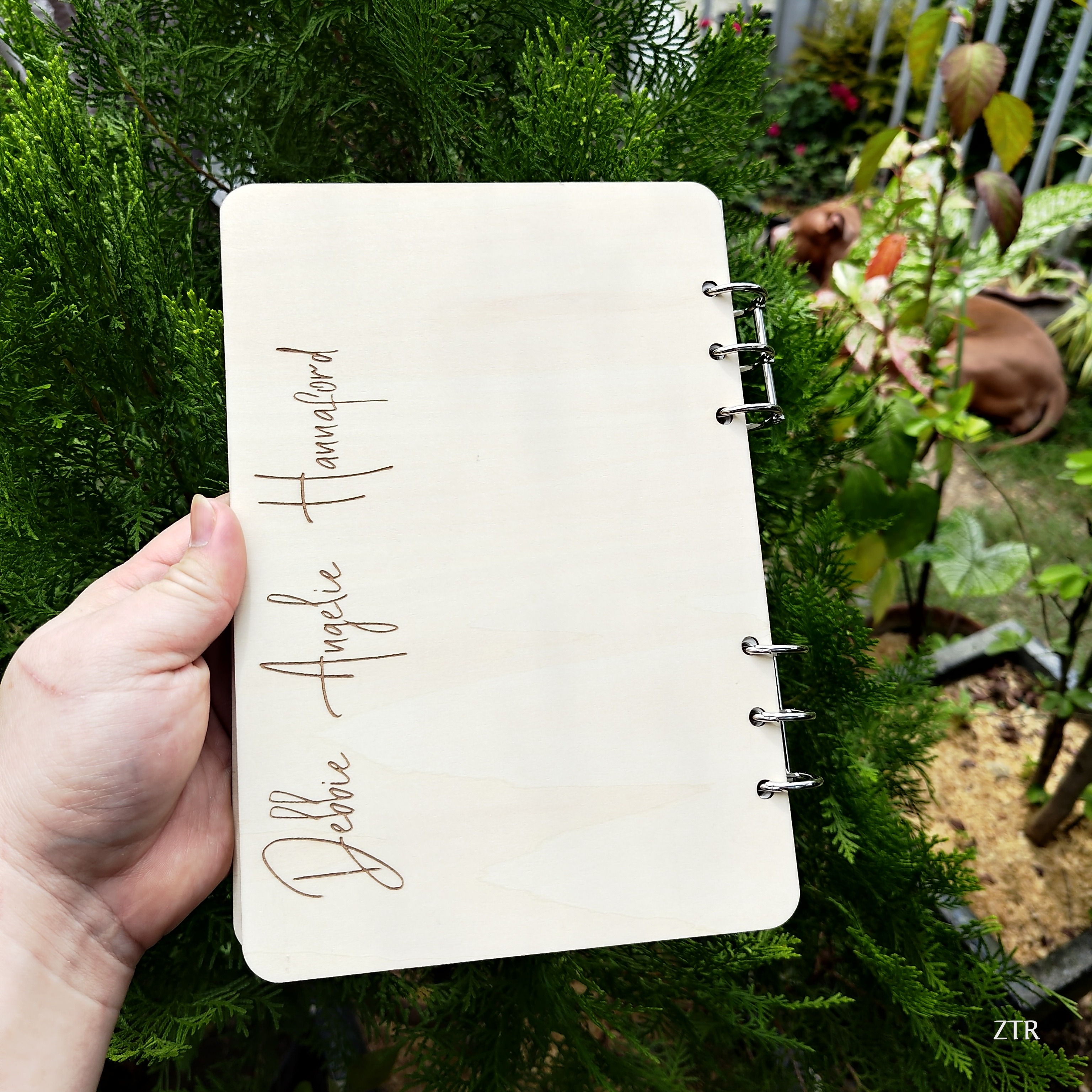 Customizable Refillable A5 Wooden Notebook with Detachable Pen Holder ...