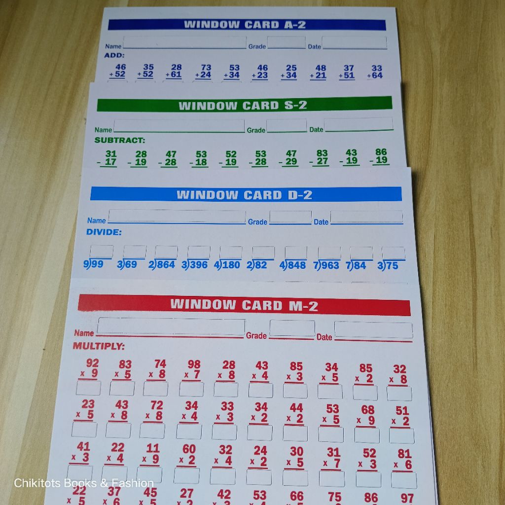 Math Window Card / DD Cards | 1pack 4pcs Level 1-4 | Addition ...
