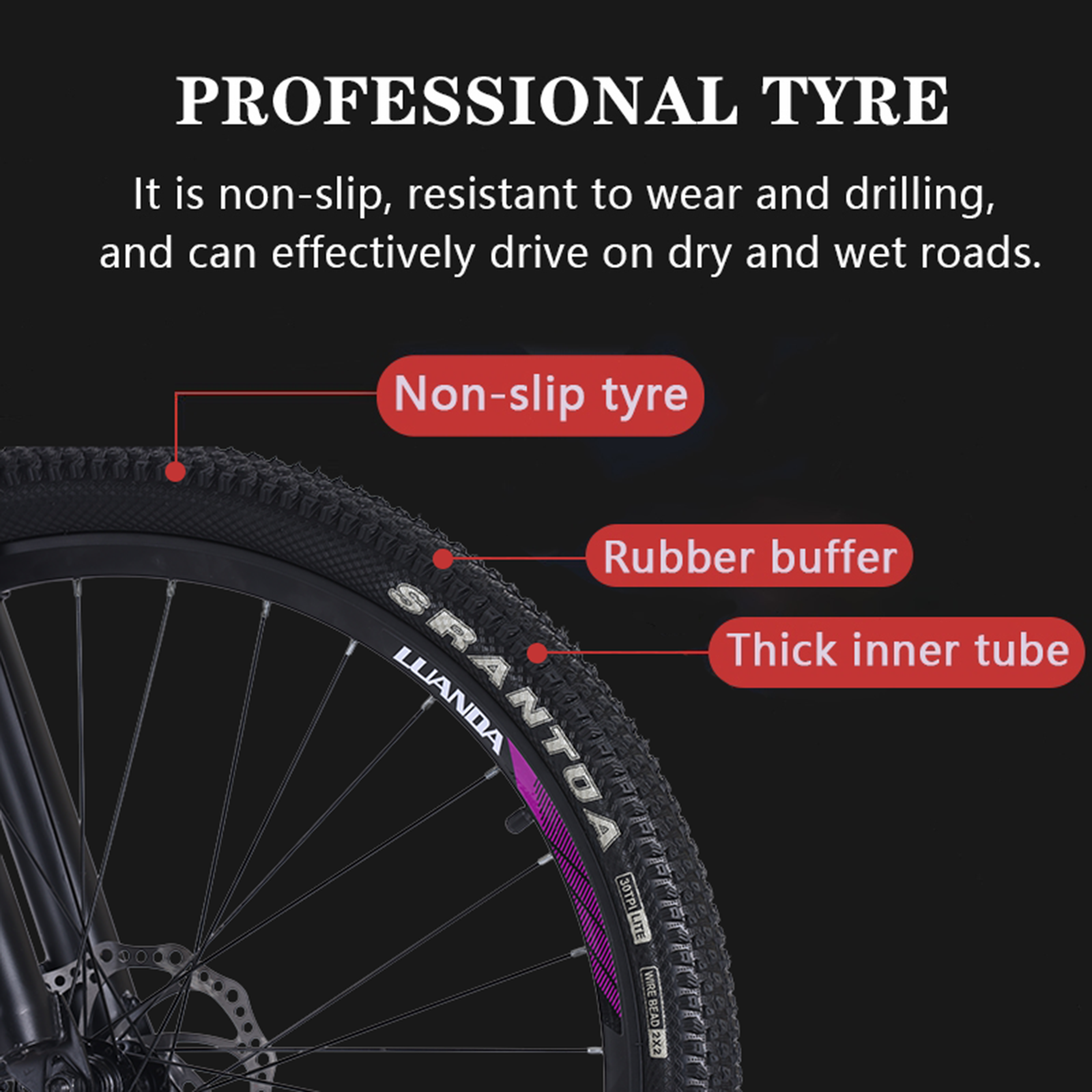 LUANDA 26/27.5 Inch Mountain Bike for Adult Alloy Frame 3x7-Speed Disc ...