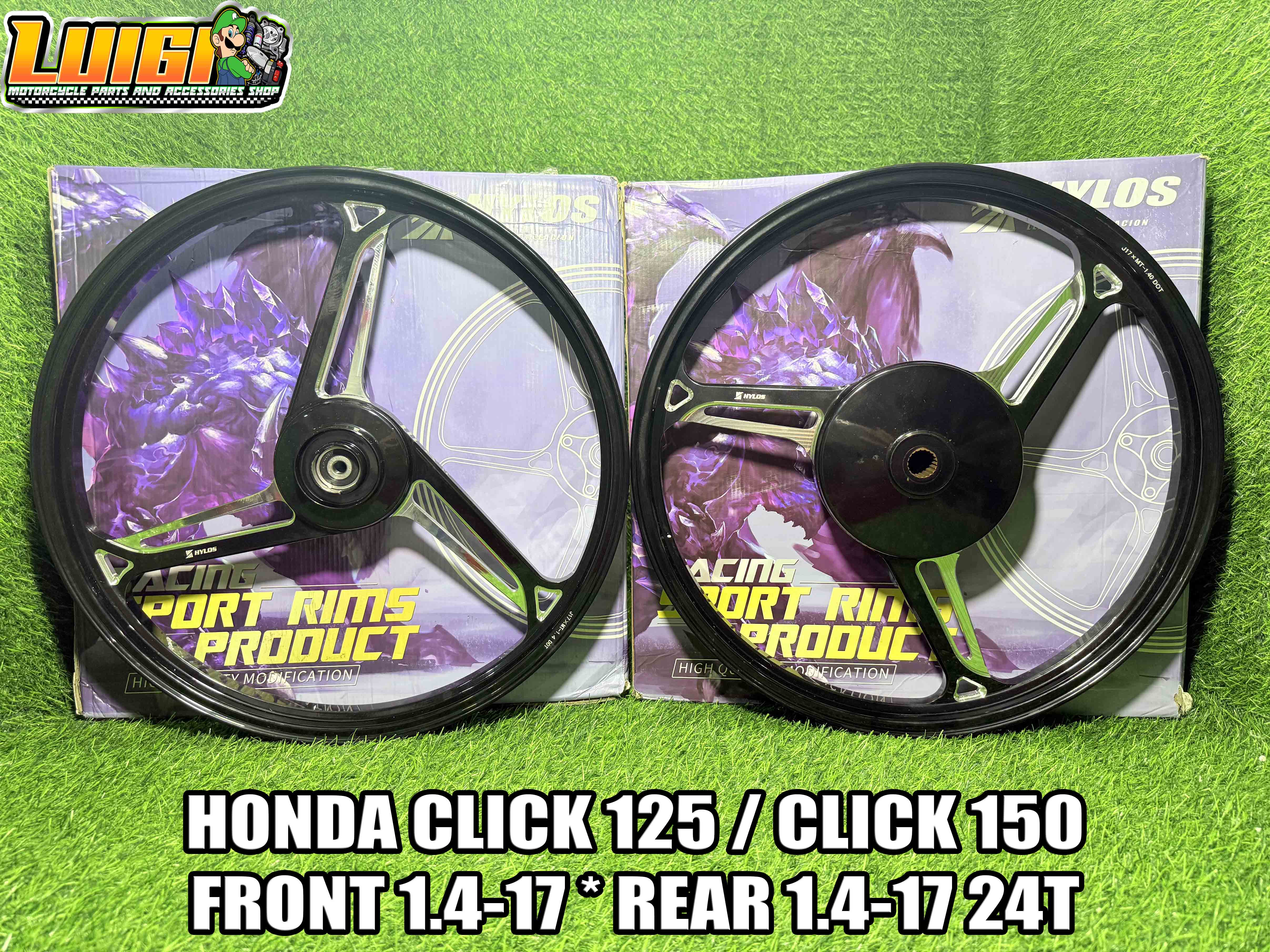 HYLOS CNC MAGS 17s 3 SPOKES 24T HONDA CLICK 125 / CLICK 150 (100% ...