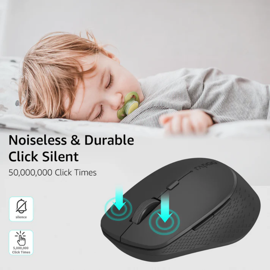 Rapoo M300G Ergonomic Silent Wireless Bluetooth Mouse 1600DPI 10m Working Range | Shopee Philippines