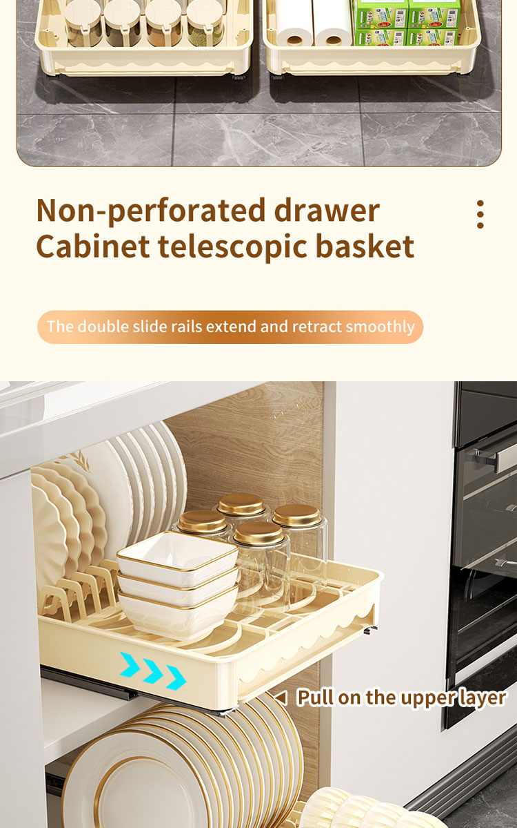 1/2PCS Pull Out Basket PP Dish Rack Pull Out Tray Plate Drawer Cabinet ...