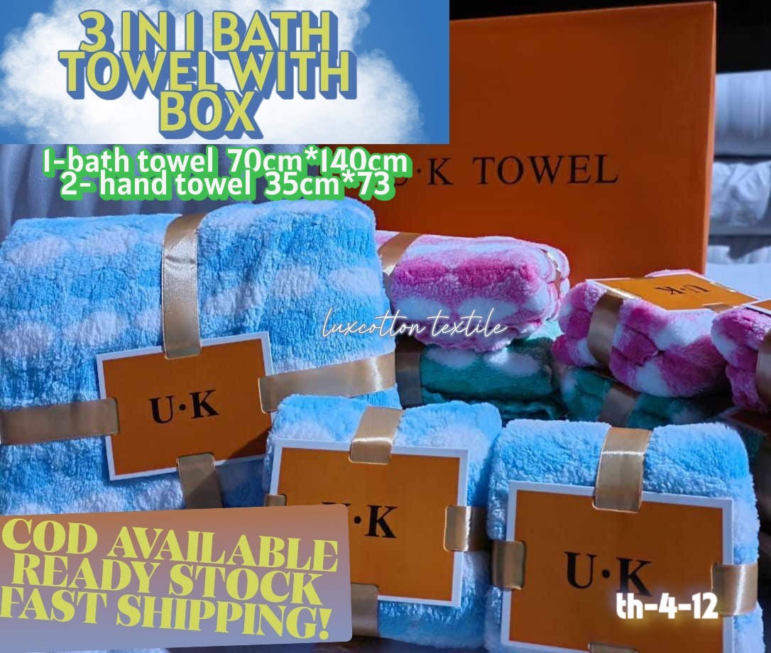3-in-1 Towel Bath Towel Hand Towel Gift Box High Density Pure Cotton ...