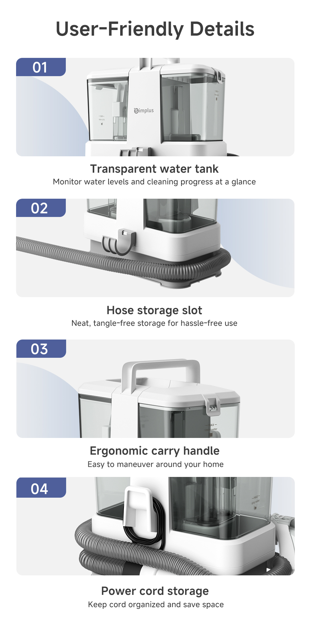 Simplus Portable Spot Vacuum Cleaner Wet & Dry Use Multi Surface ...