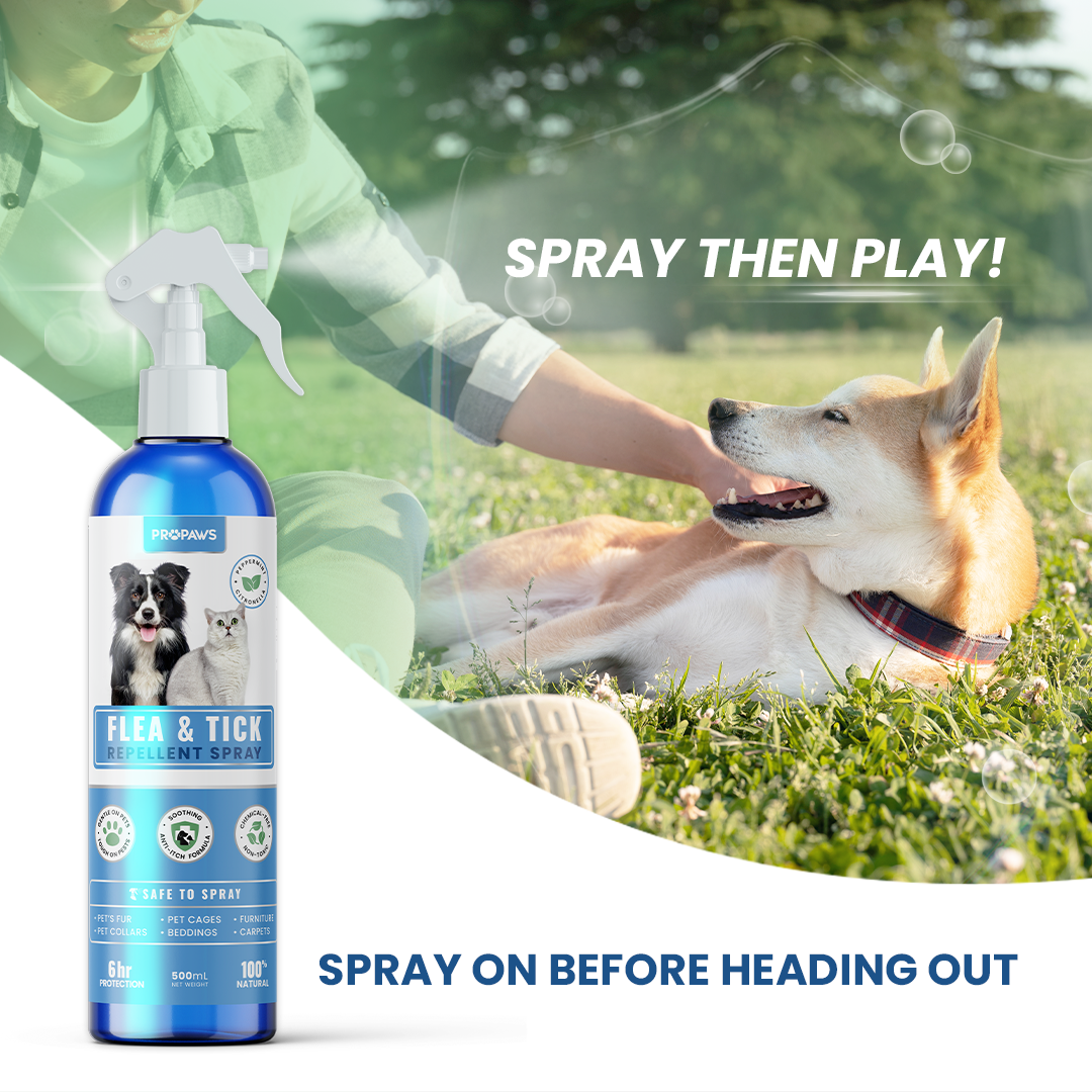 Propaws 500ml Pet Deodorant Tick & Flea Spray Natural Repellent Long ...