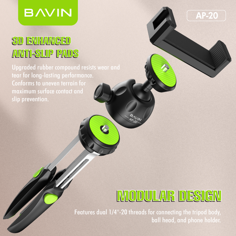 BAVIN P20 Mini Tripod Stand w/ Retractable Compact & Lightweight for ...